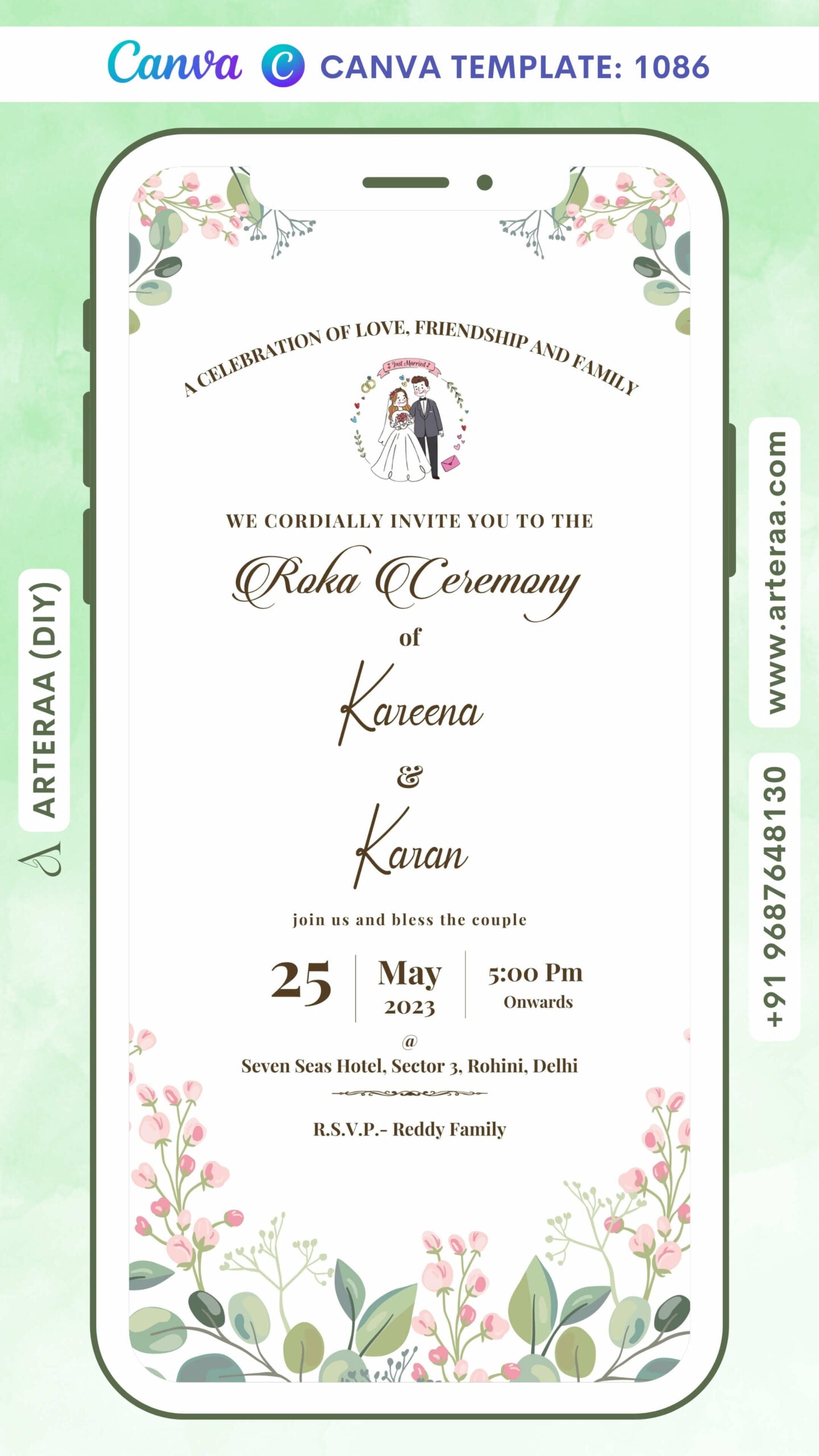 Digital Roka Ceremony Invitation of Indians in English Language With F – Arteraa