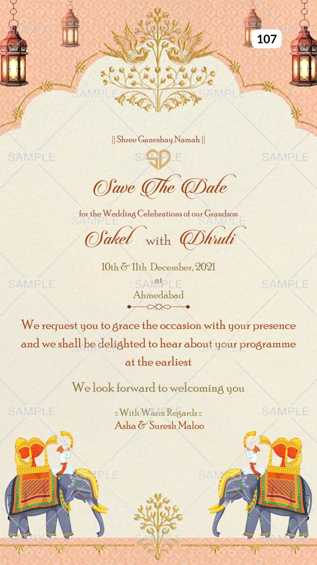 Wedding ceremony invitation card Canva Editable Template of hindu guja ...