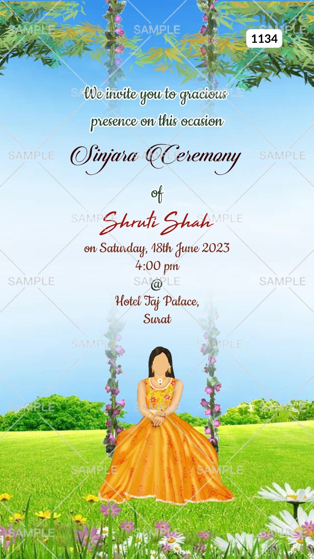 Sinjara ceremony invitation card Canva Editable Template in english la ...
