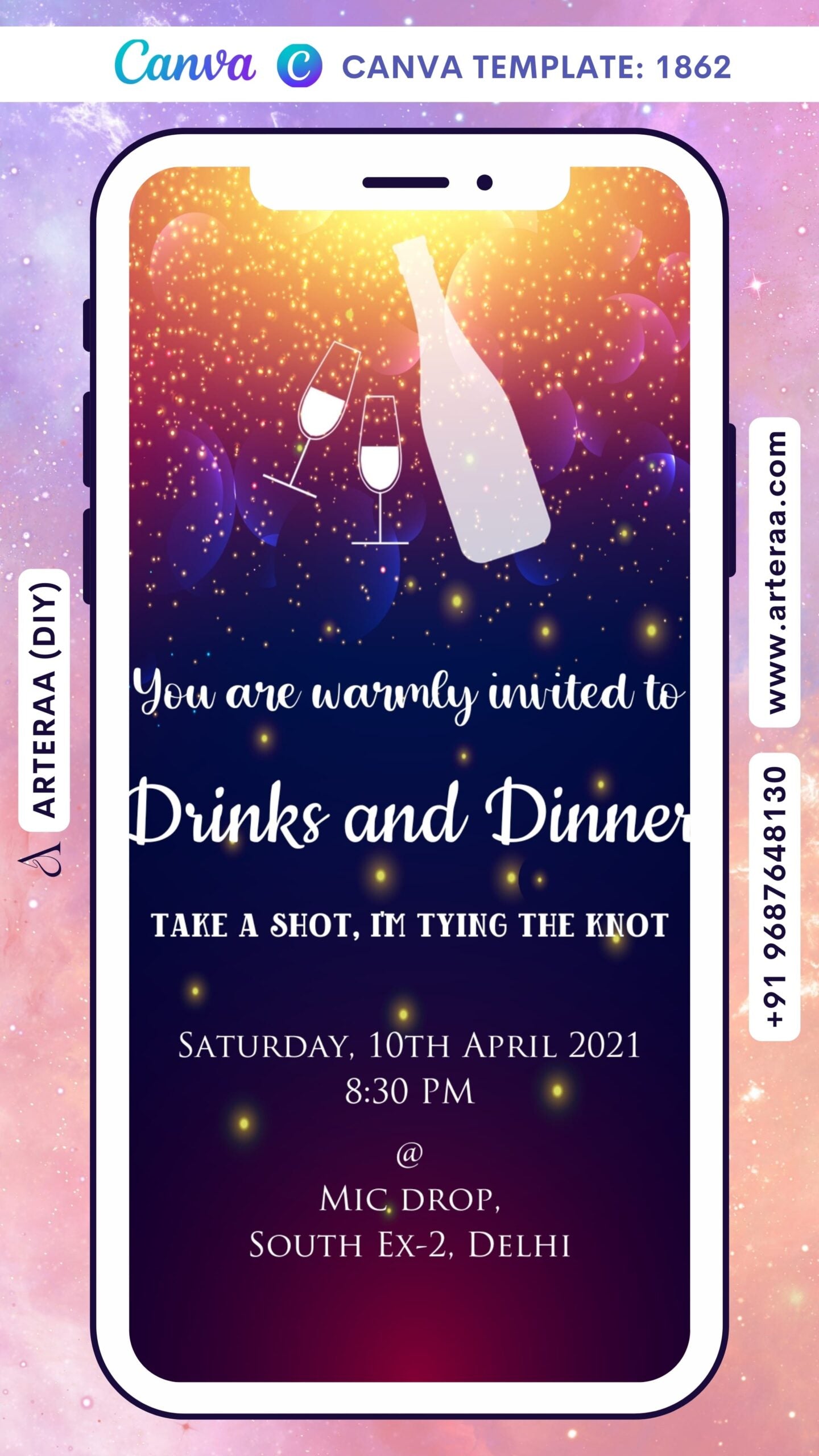 Bachelor Party invitation card Canva Editable Template in english lang ...