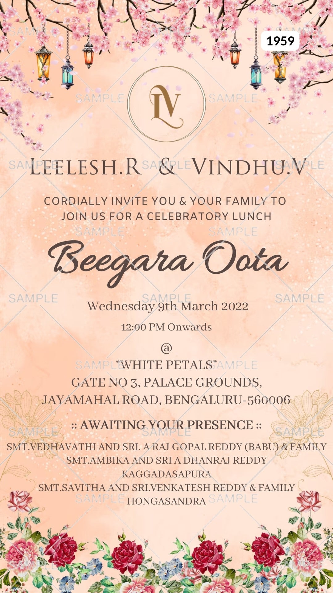 Beegara oota invitation card Canva Editable Template in english langua ...