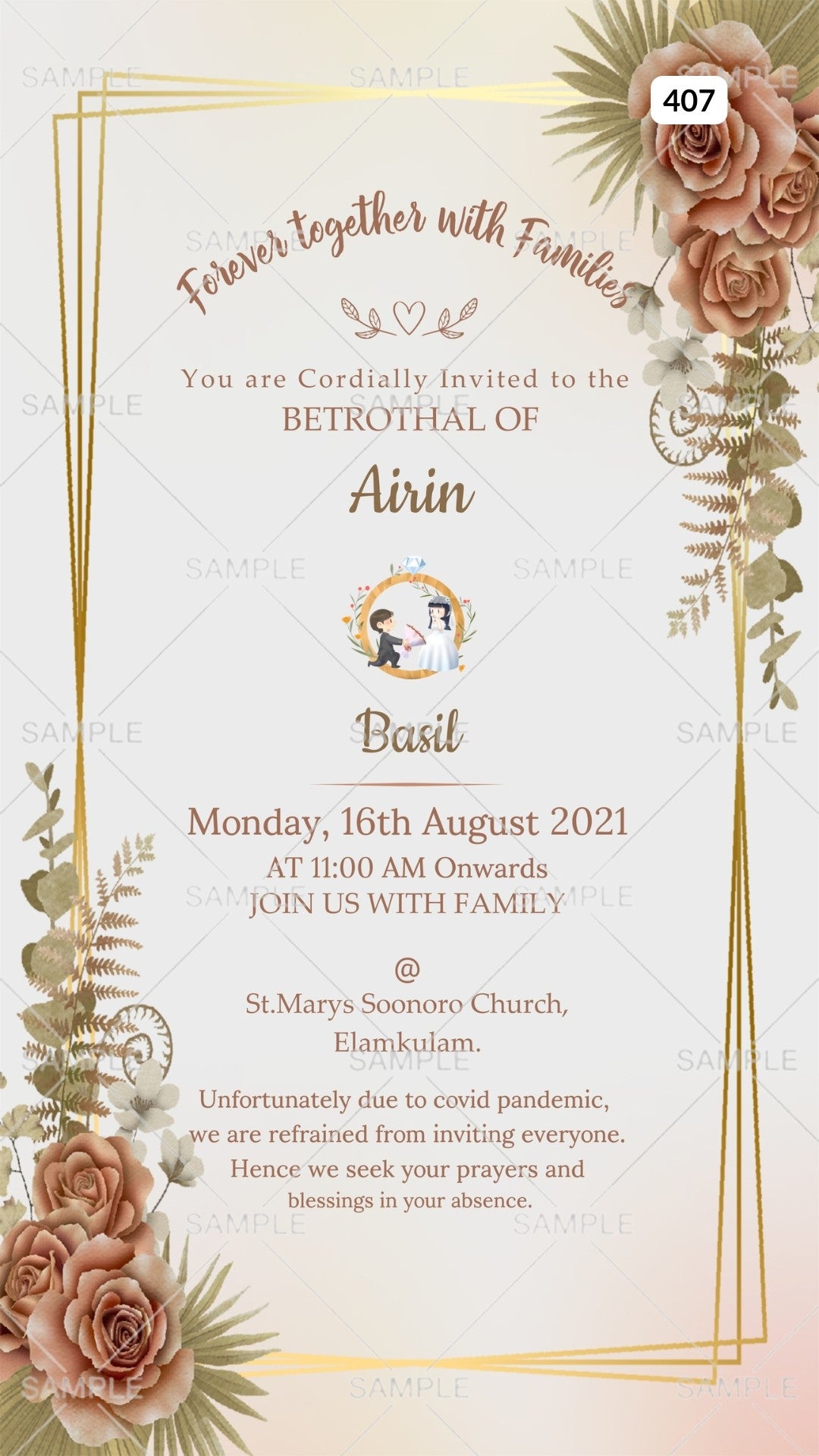 Betrothal ceremony invitation card Canva Editable Template for Catholi ...