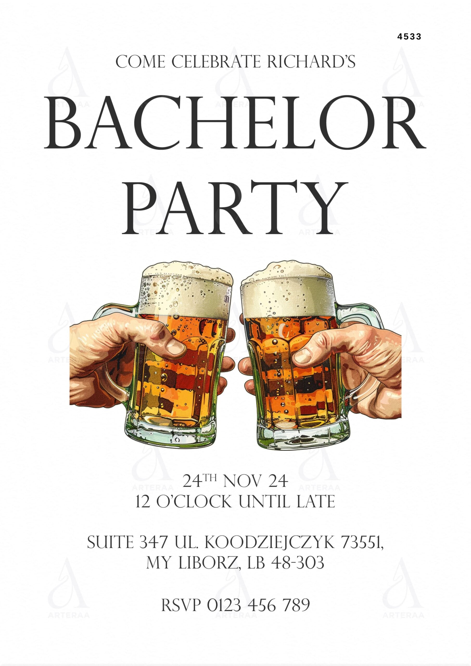 Bachelor Party invitation card Editable CanvaTemplate in english langu ...