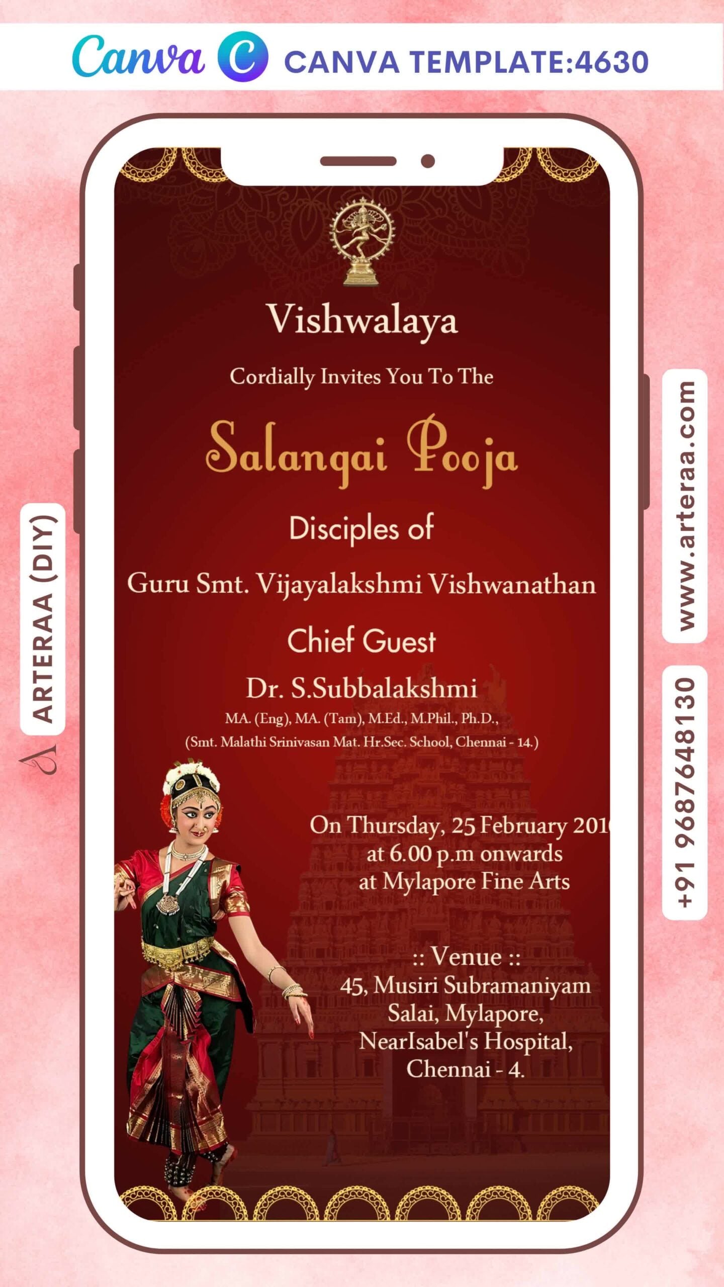 Traditional Salangai Pooja Invitation – Customizable Canva Template ...