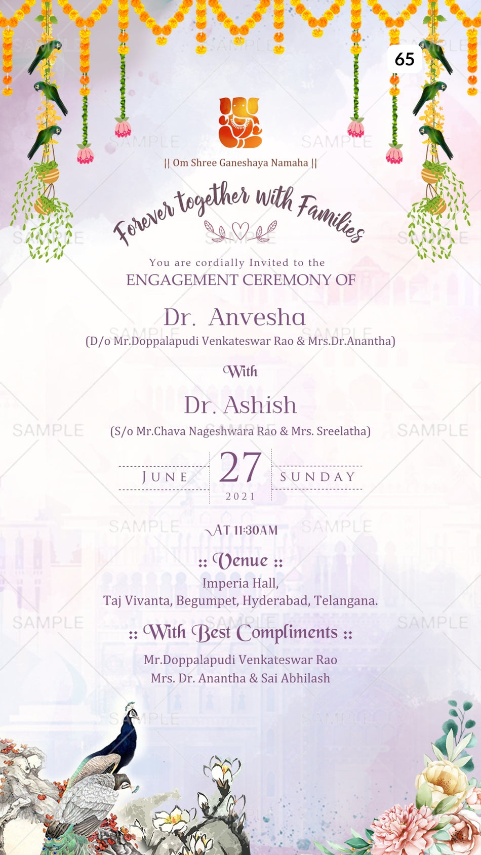 Engagement ceremony invitation card Canva Editable Template in english ...