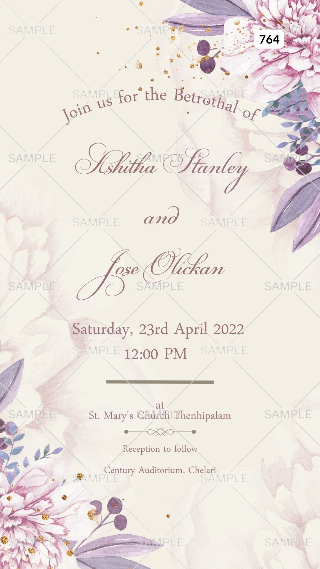 Betrothal ceremony invitation card Canva Editable Template for Catholi ...