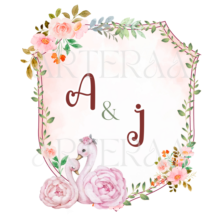 AJ Wedding Logo PNG | Couple Initials Monogram | A & J Wedding Emblem ...