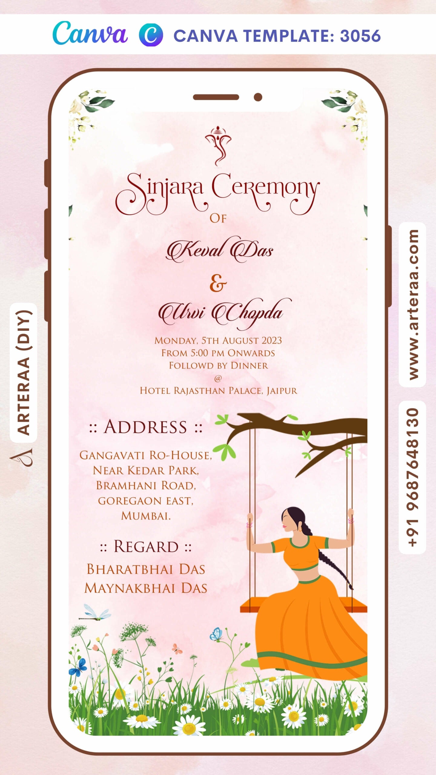 Digital Sinjara Ceremony Invitation Of Indian Family In English Langua ...