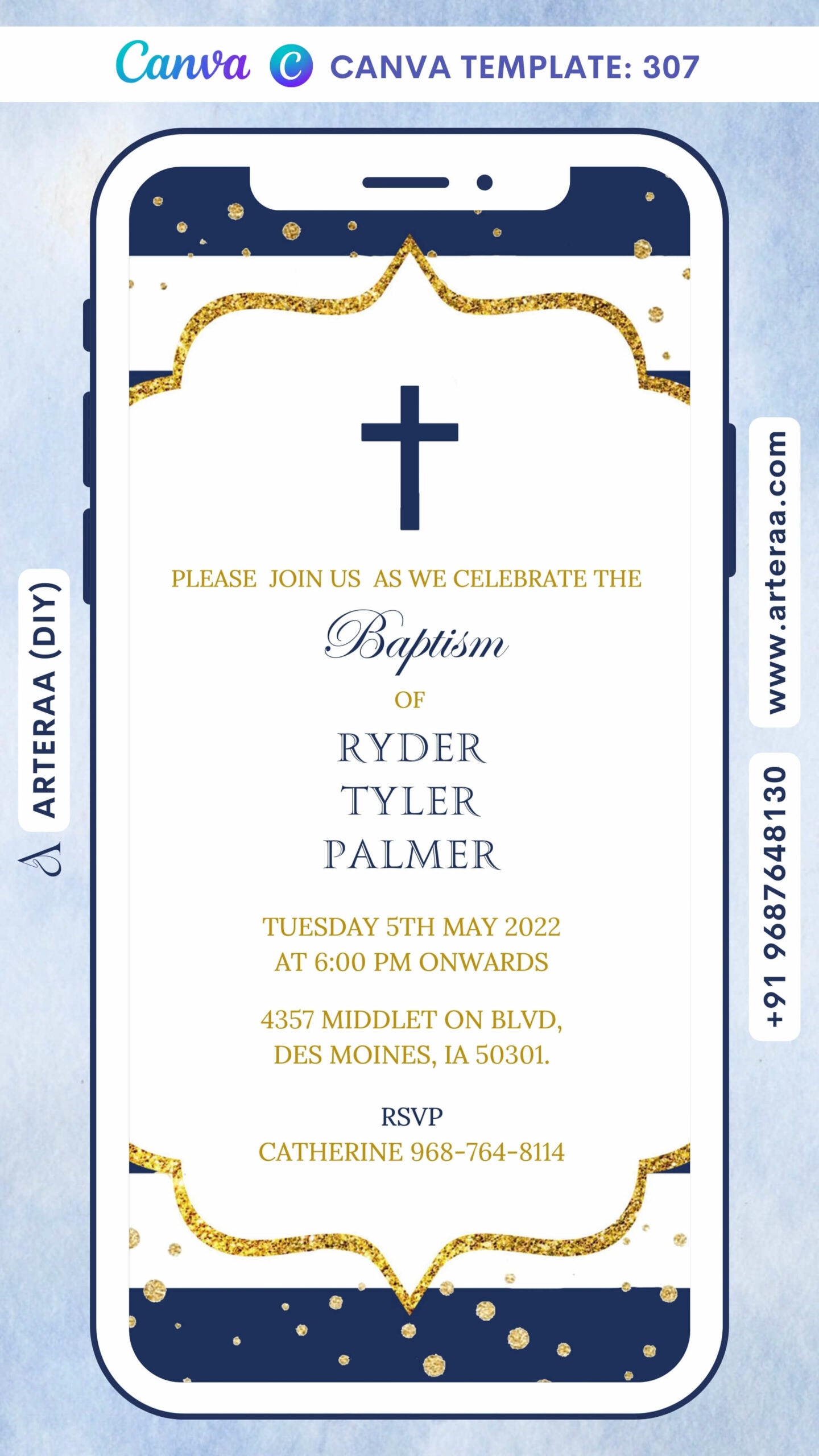 Digital Baptism Invitation of Christian Family in English Language Wit ...