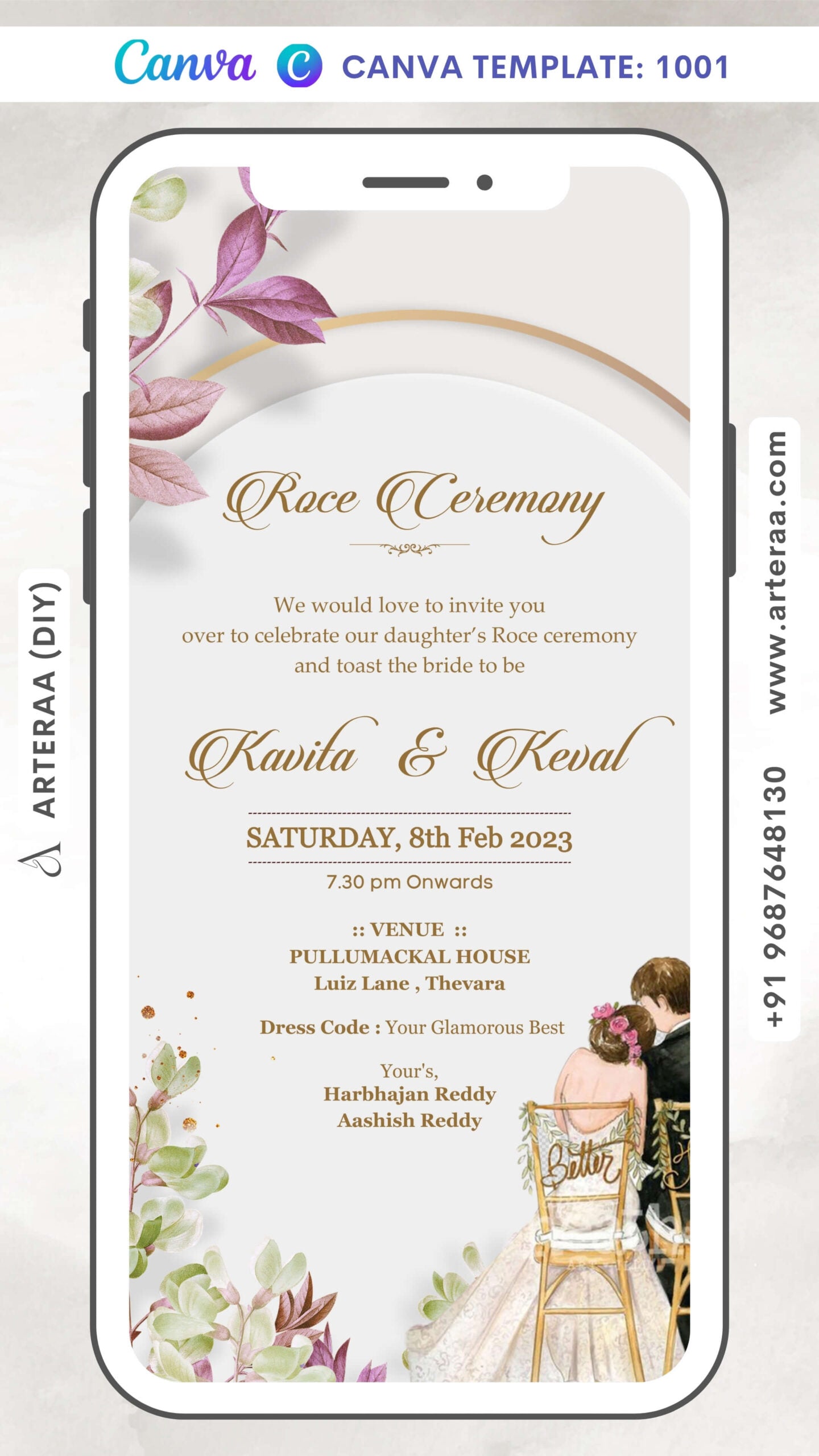 Roce ceremony invitation card Canva Editable Template in english langu ...