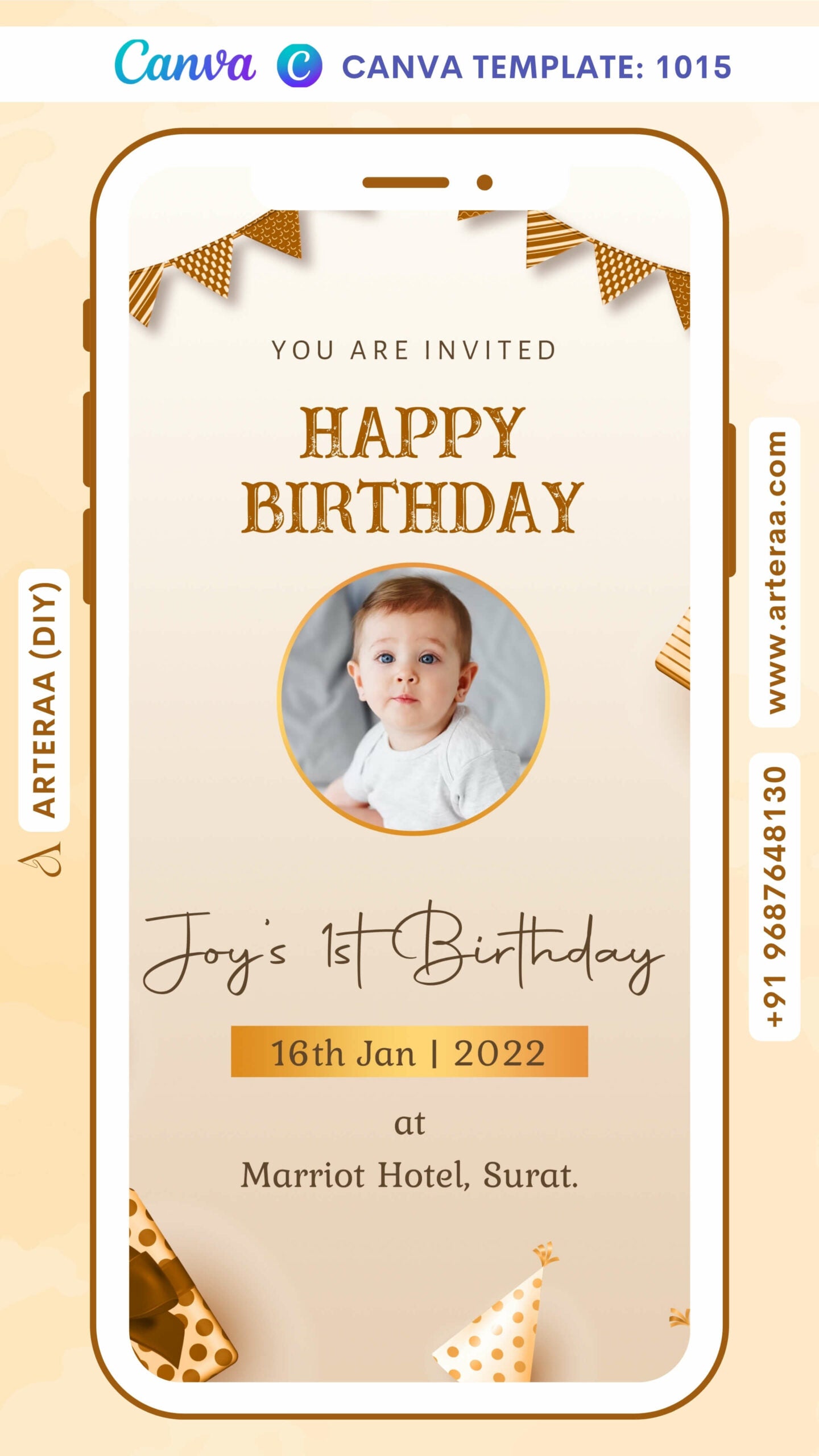 Digital Birthday Party Invitation Of Indian Family In English Language ...