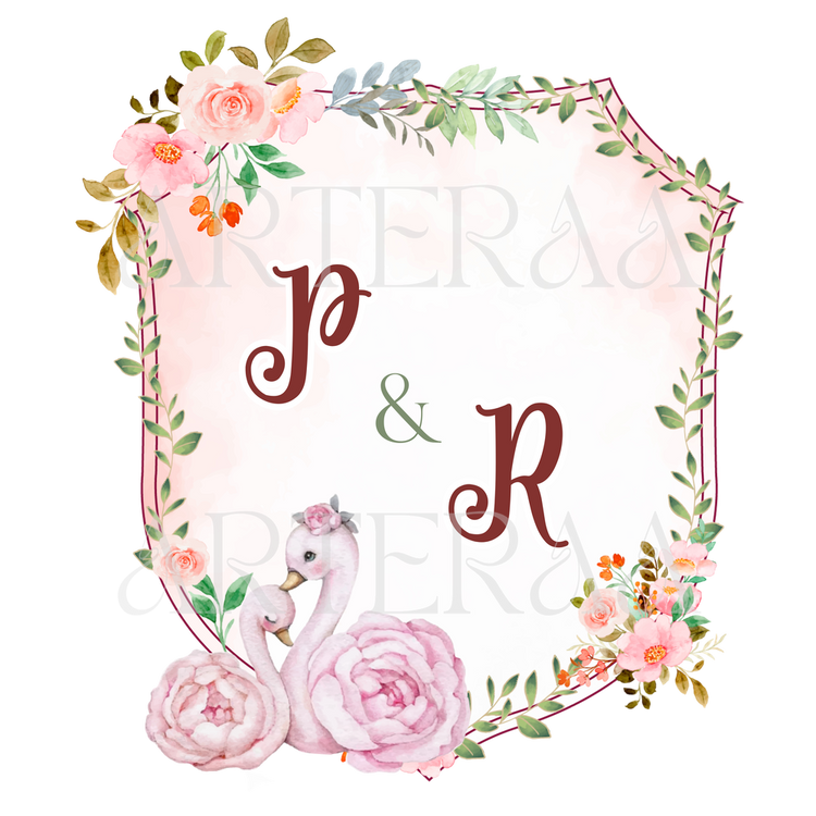 PR Wedding Logo PNG | Couple Initials Monogram | P & R Wedding Emblem ...
