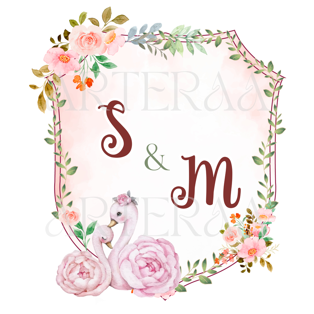 SM Wedding Logo PNG | Couple Initials Monogram | S & M Wedding Emblem ...