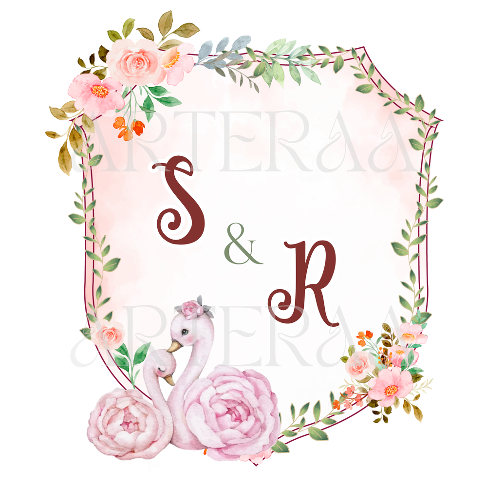 SR Wedding Logo PNG | Couple Initials Monogram | S & R Wedding Emblem ...