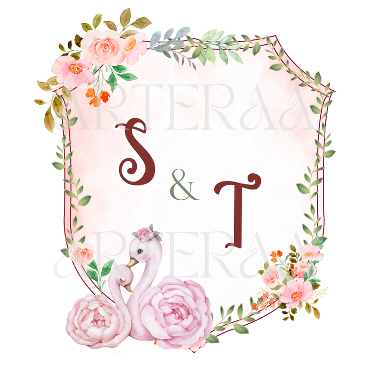 ST Wedding Logo PNG | Couple Initials Monogram | S & T Wedding Emblem ...