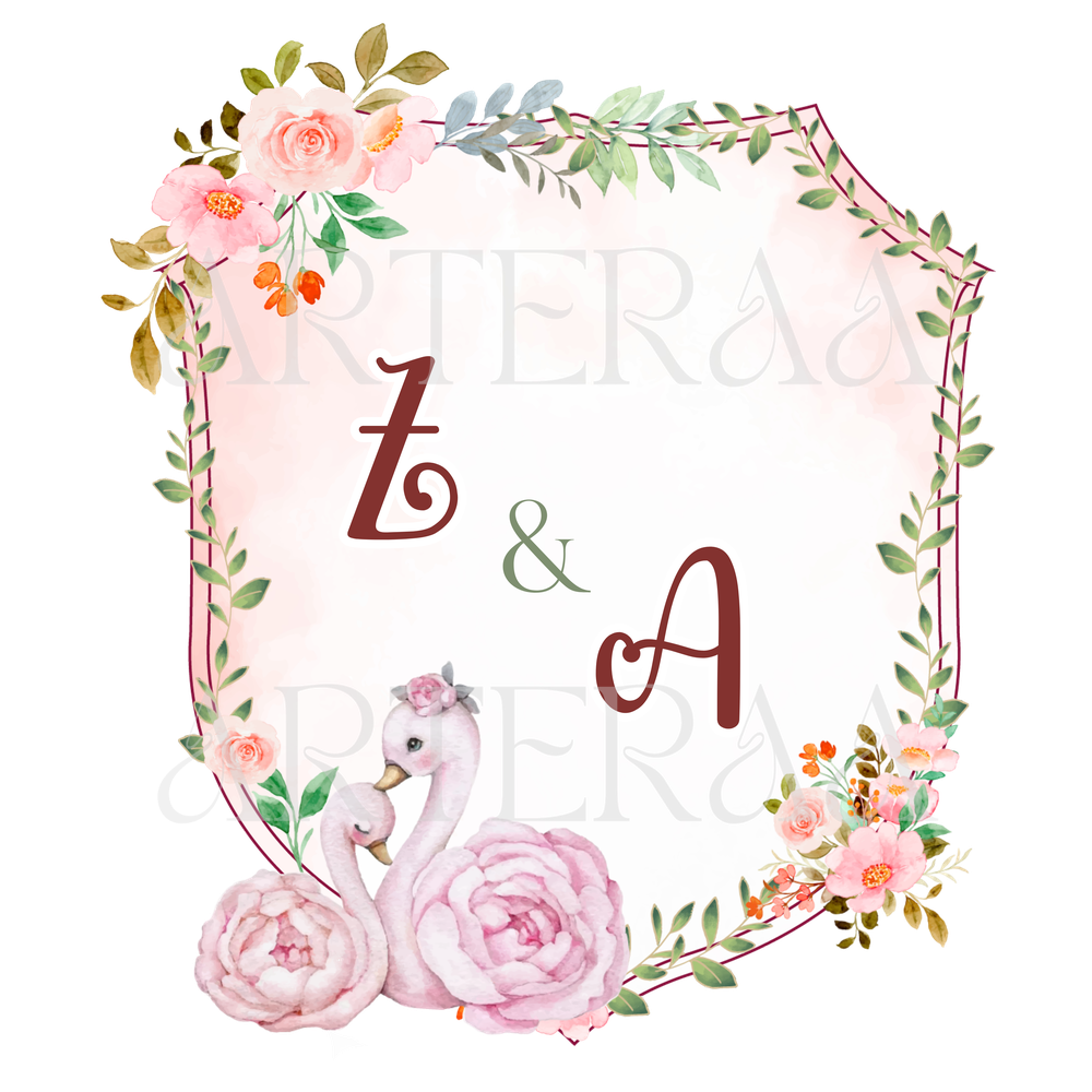ZA Wedding Logo PNG | Couple Initials Monogram | Z & A Wedding Emblem ...